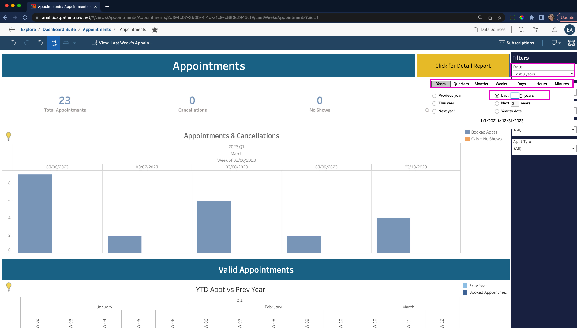 Integrated Reporting Setting Filters 