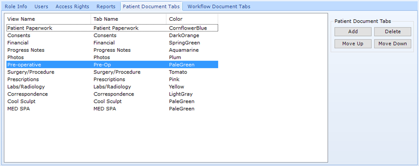 Patient Documents Tab Configuration