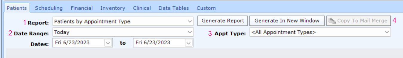 Basic Reports: Patients by Appointment Type