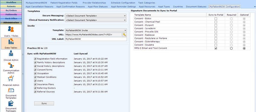 PatientNow Pro: Syncing Configuration from PatientNow to MyPatientNow
