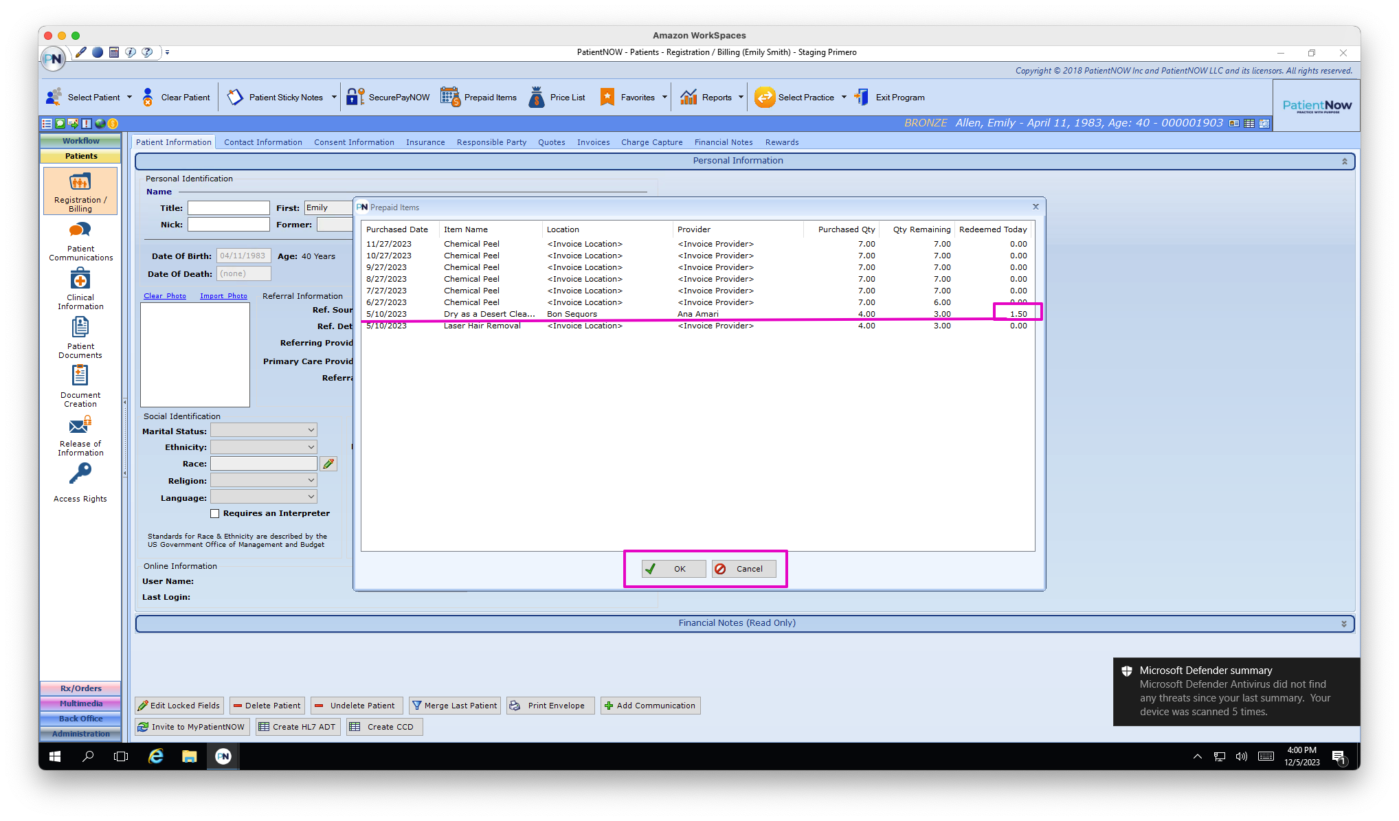PatientNow Pro: View and Redeem Prepaid Items