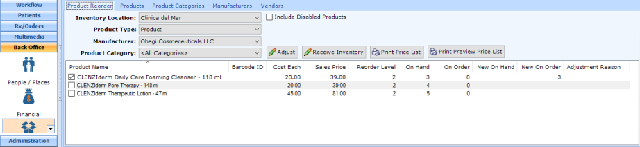 PatientNow Pro: Perform an Inventory Count or Adjust Inventory