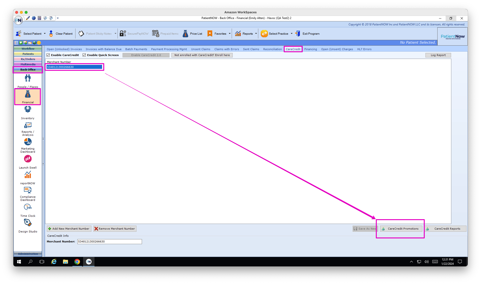 PatientNow Pro: CareCredit Integration