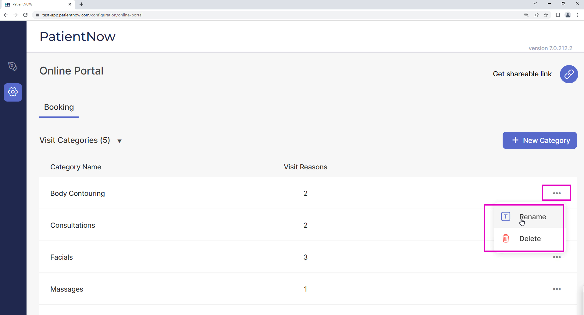 PatientNow Pro Online Booking: Editing Configuration