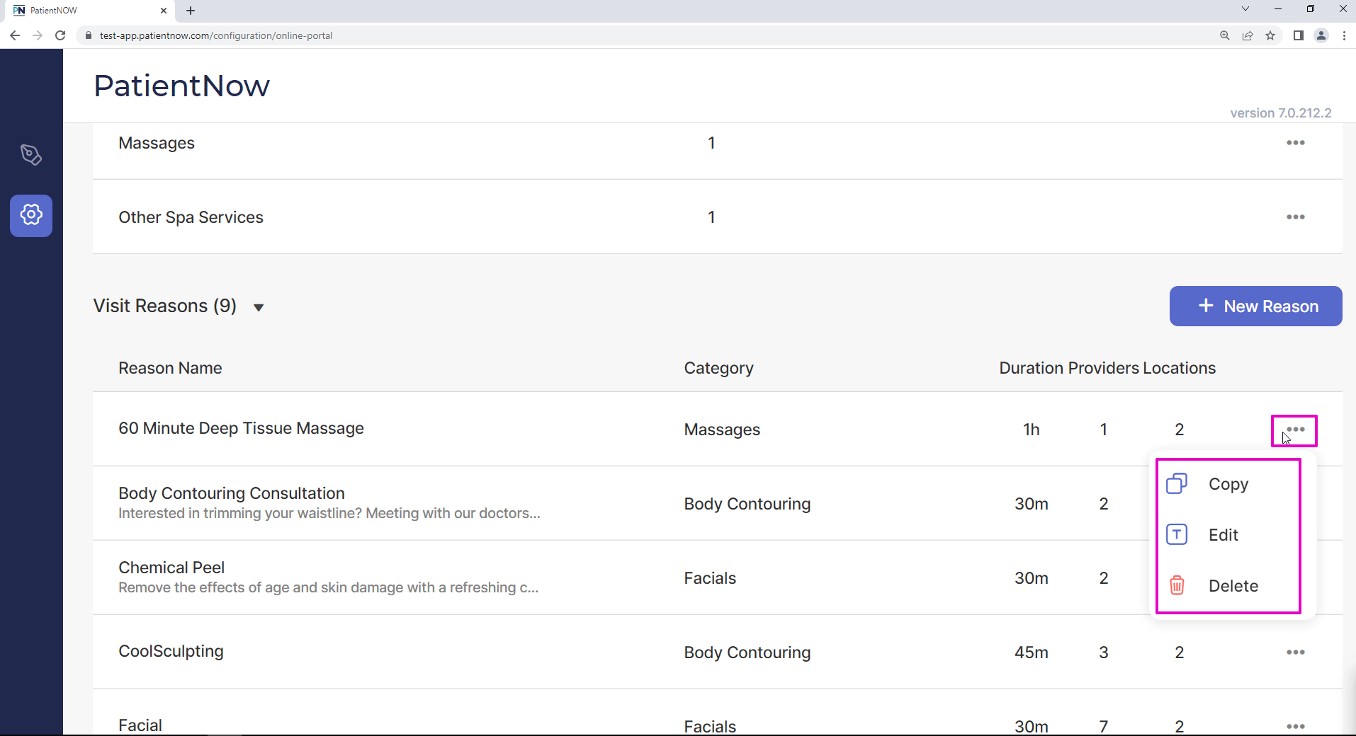 PatientNow Pro Online Booking: Editing Configuration