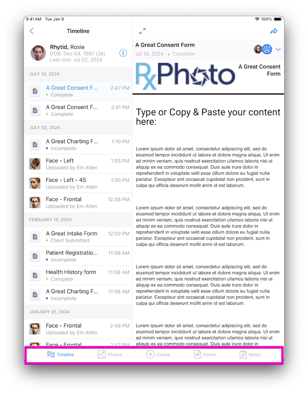 RxPhoto - How to Use the Create Workflow