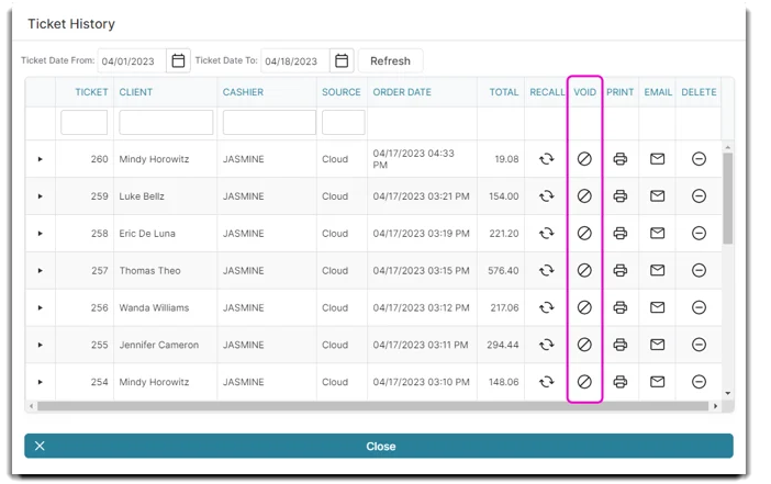 PatientNow Essentials/EnvisionNow: Void Ticket