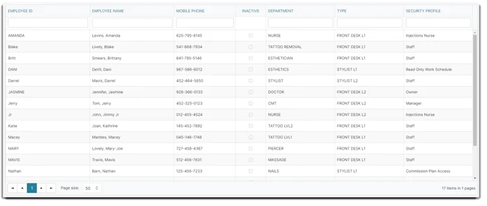 PatientNow Essentials/EnvisionNow: Employee List