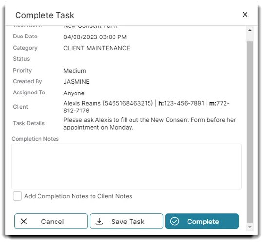 PatientNow Essentials/EnvisionNow: Tasks