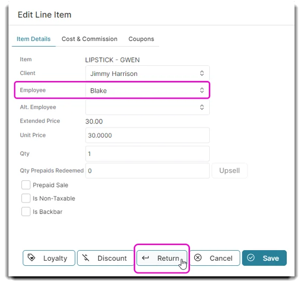 PatientNow Essentials/EnvisionNow: Return Item