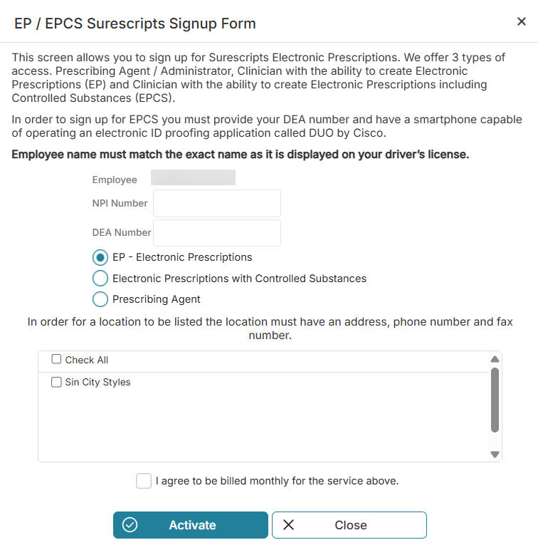 PatientNow Essentials/EnvisionNow: EP/EPCS Prescriber Registration
